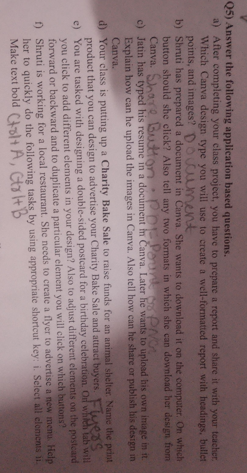 Q5) Answer the following application based | StudyX