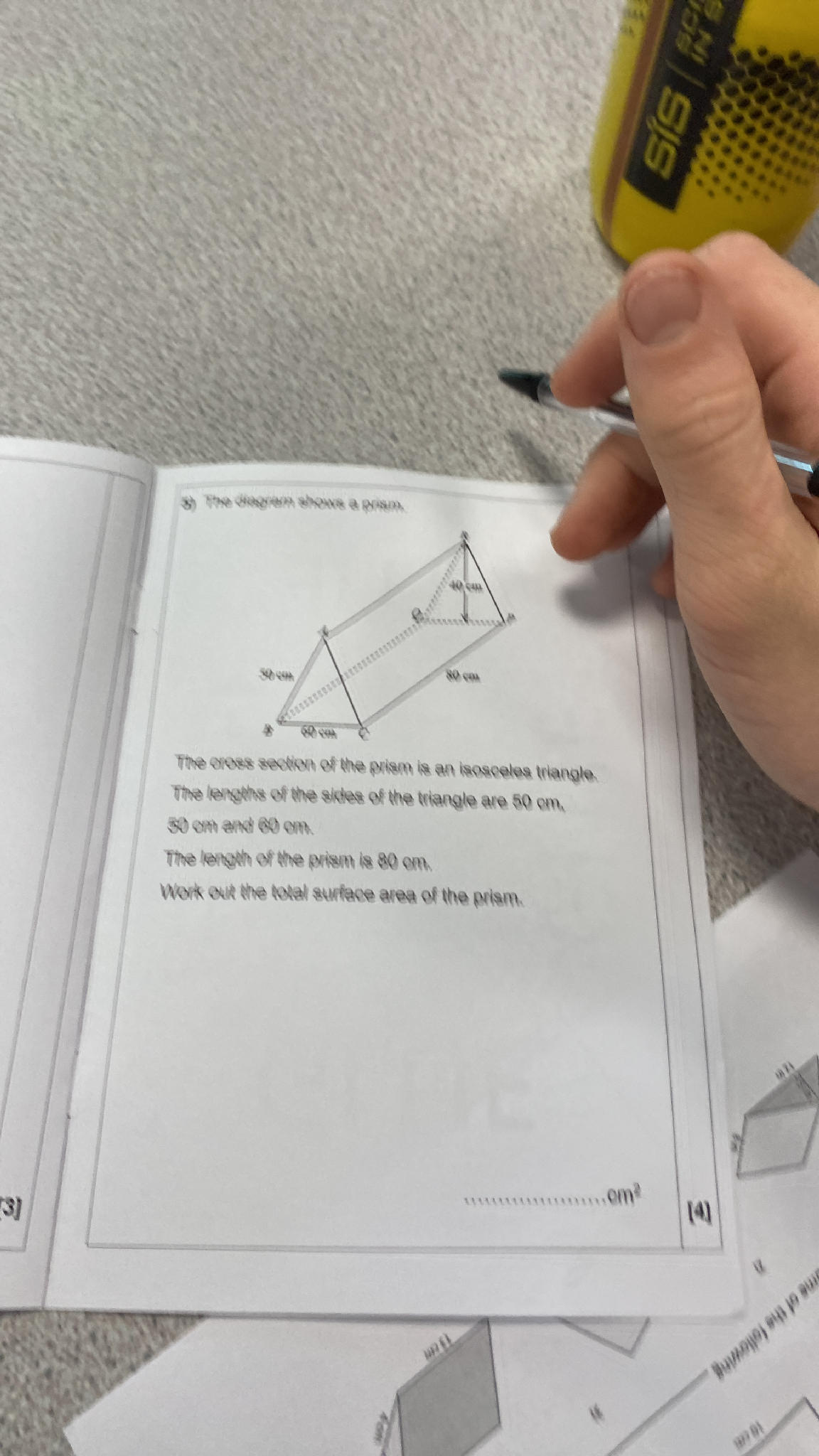The diagram shows a prism. The cross | StudyX