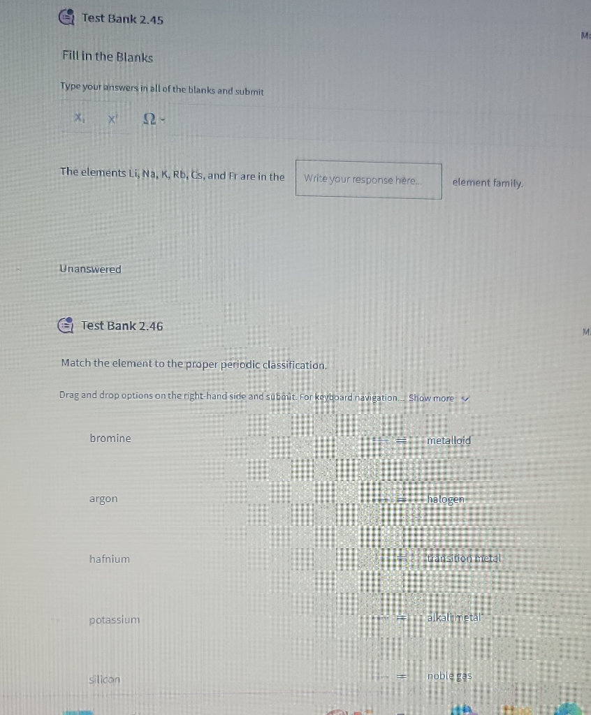 Match the element to the proper periodic | StudyX