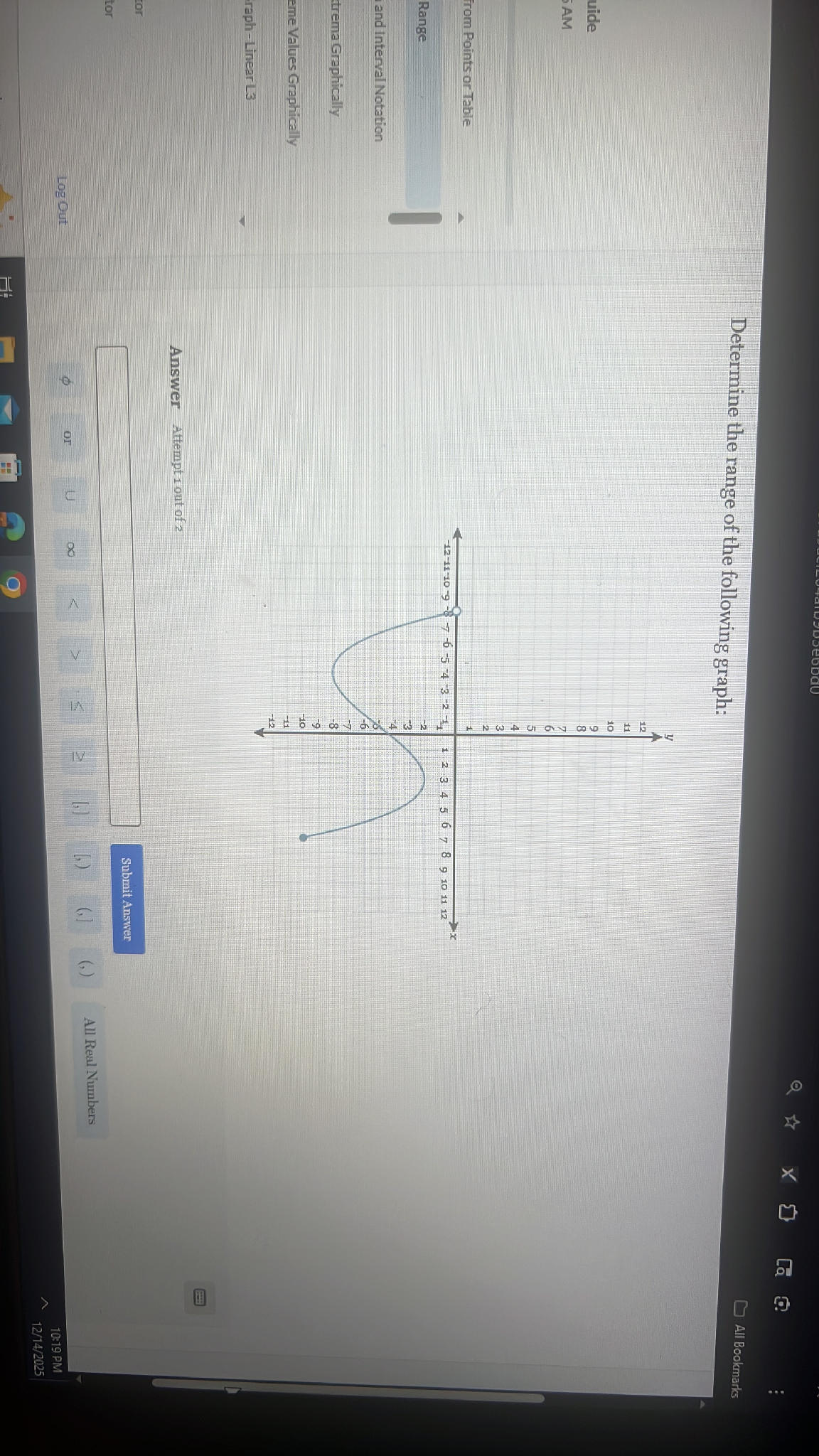 Determine the range of the following graph: | StudyX