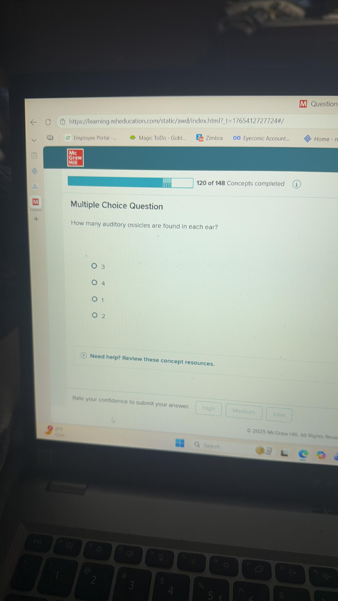 Multiple Choice Question How many auditory | StudyX