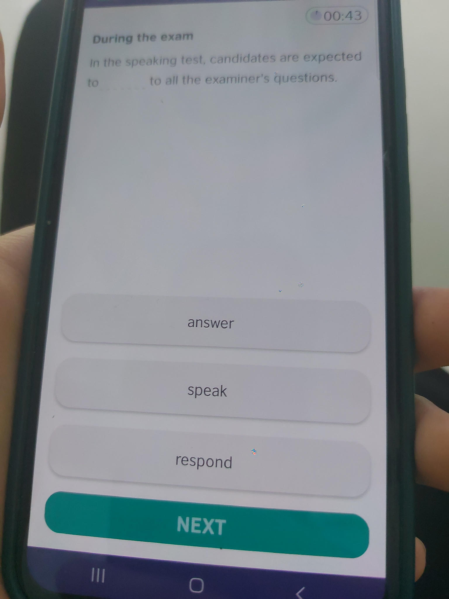 In the speaking test, candidates are | StudyX