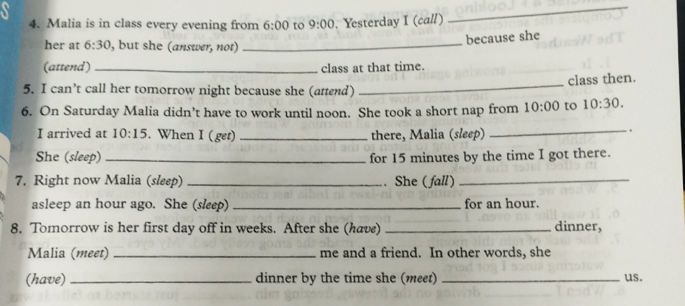 5. I can't call her tomorrow night because | StudyX