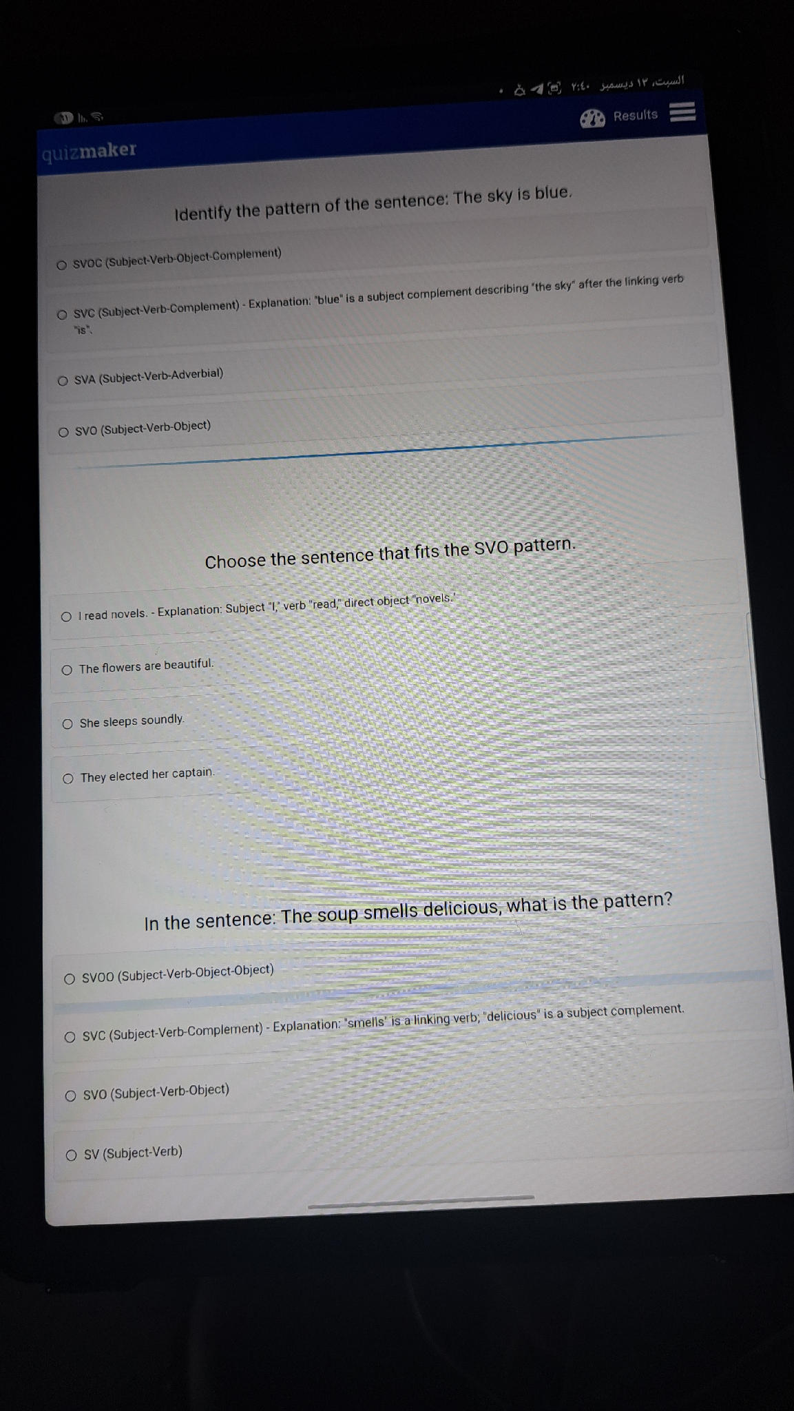 Choose the sentence that fits the SVO | StudyX