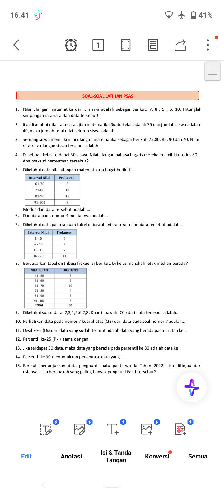 Diketahui data nilai ulangan matematika | StudyX