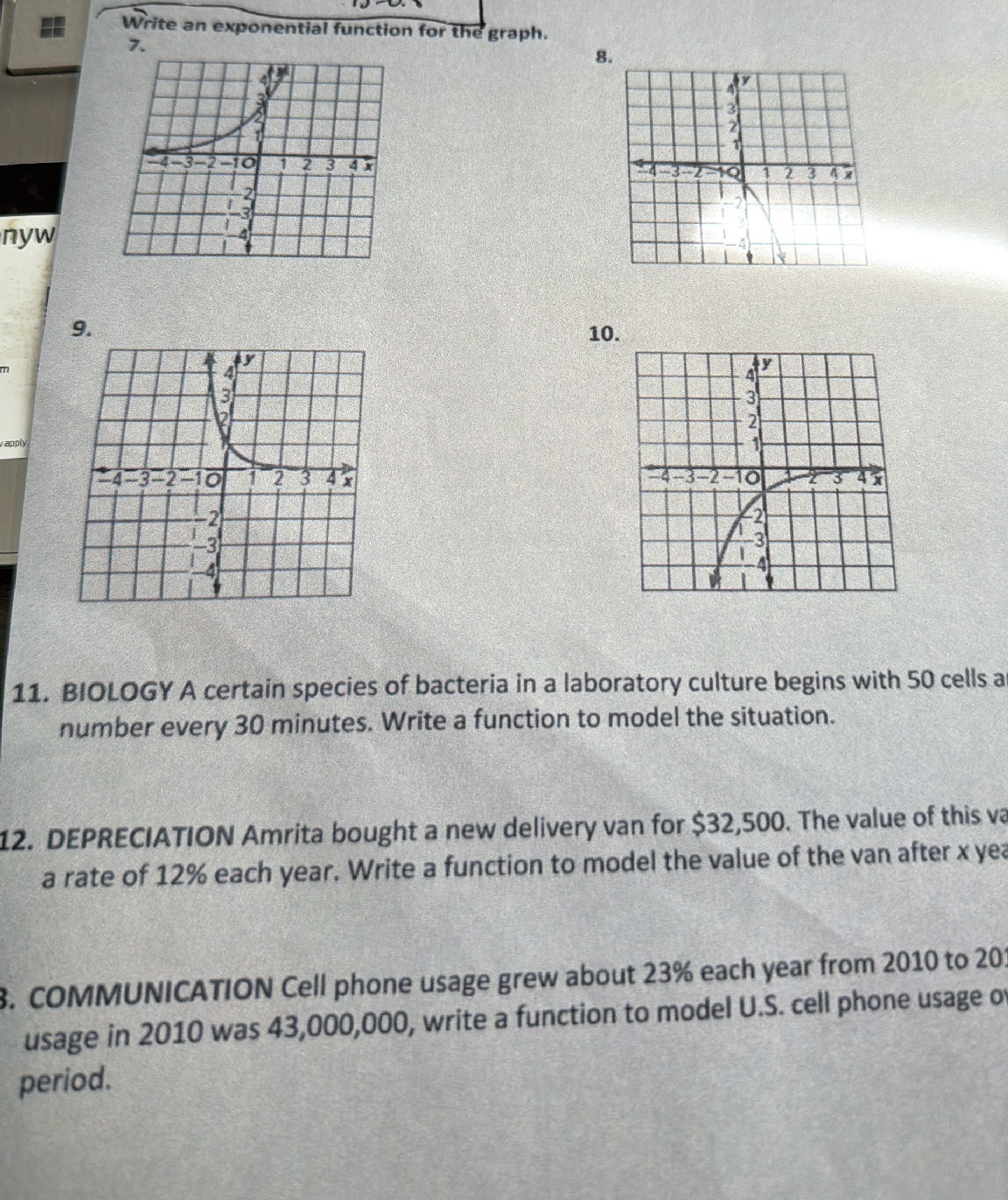 Write an exponential function for the graph. | StudyX