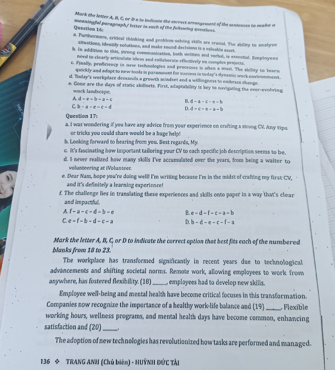 Mark the letter A, B, C, or D o to indicate | StudyX