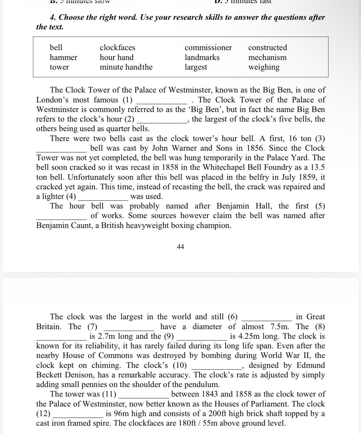 Choose the right word. Use your research | StudyX