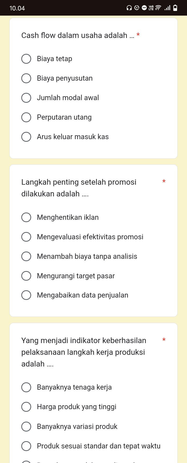 Cash flow dalam usaha adalah ... Biaya | StudyX