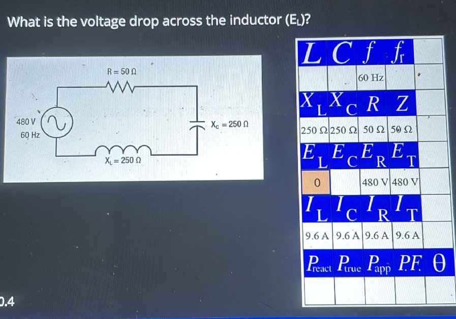What is the voltage drop across the inductor | StudyX