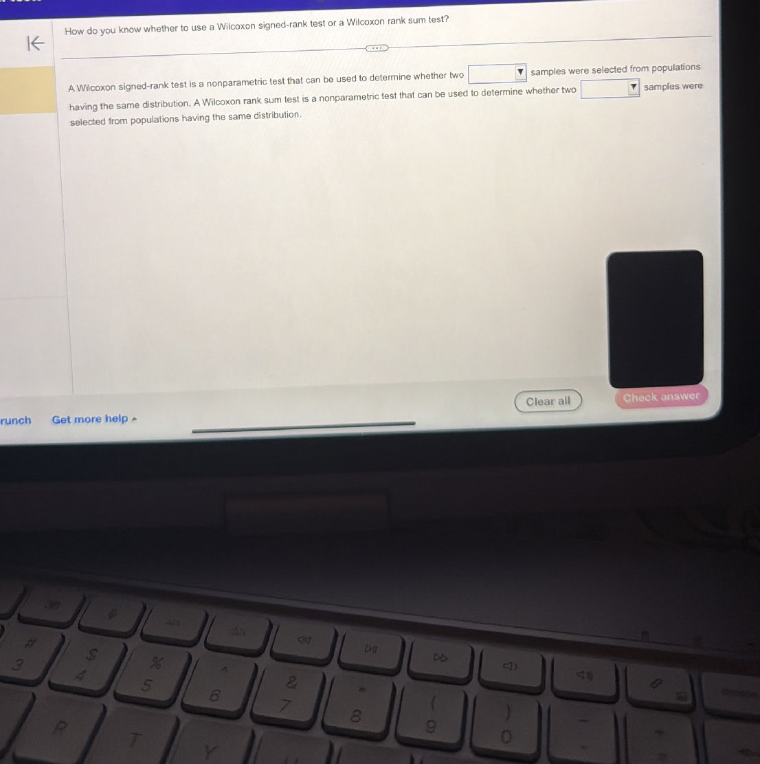How do you know whether to use a Wilcoxon | StudyX