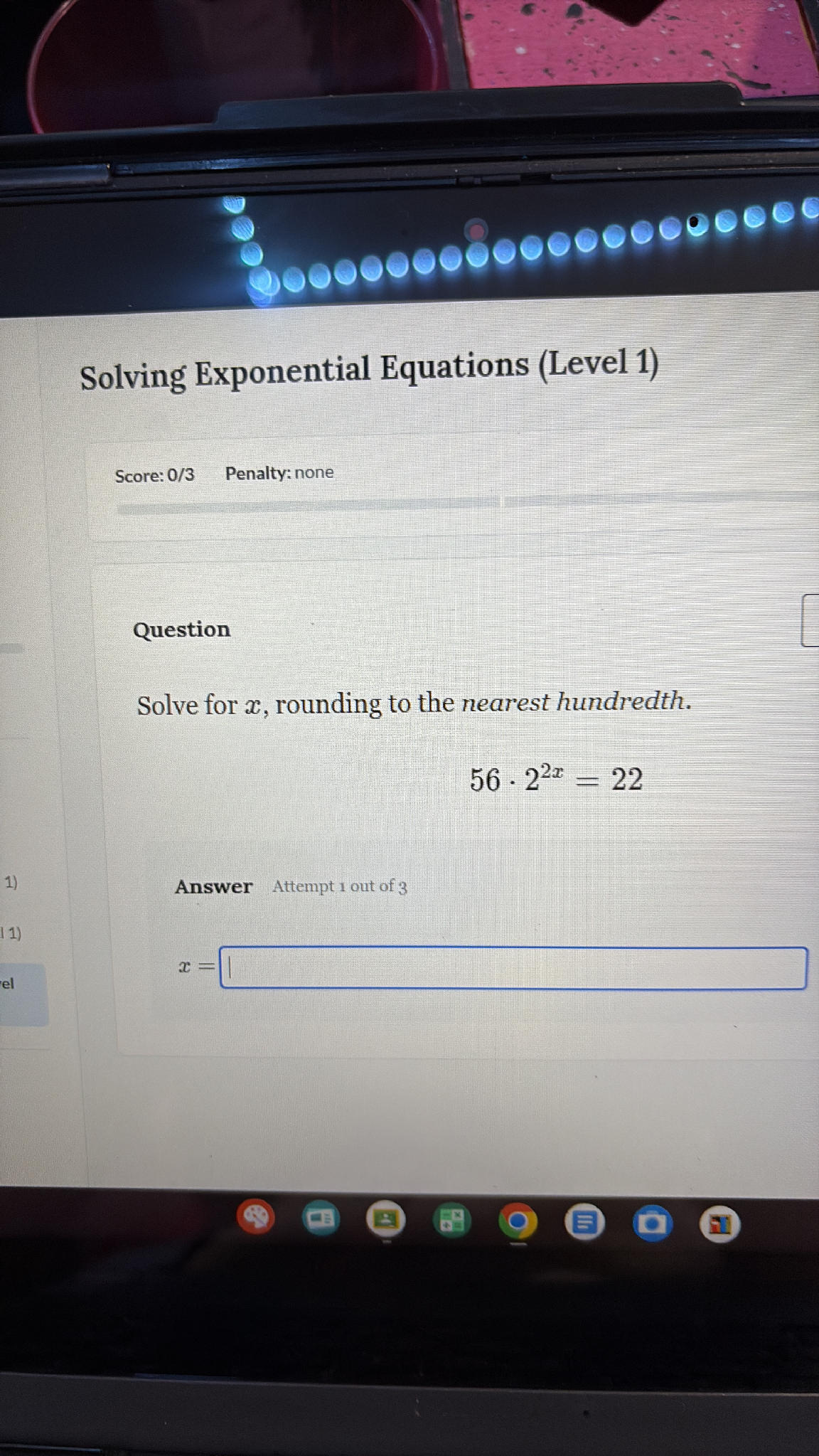 Solve for $x$, rounding to the nearest | StudyX