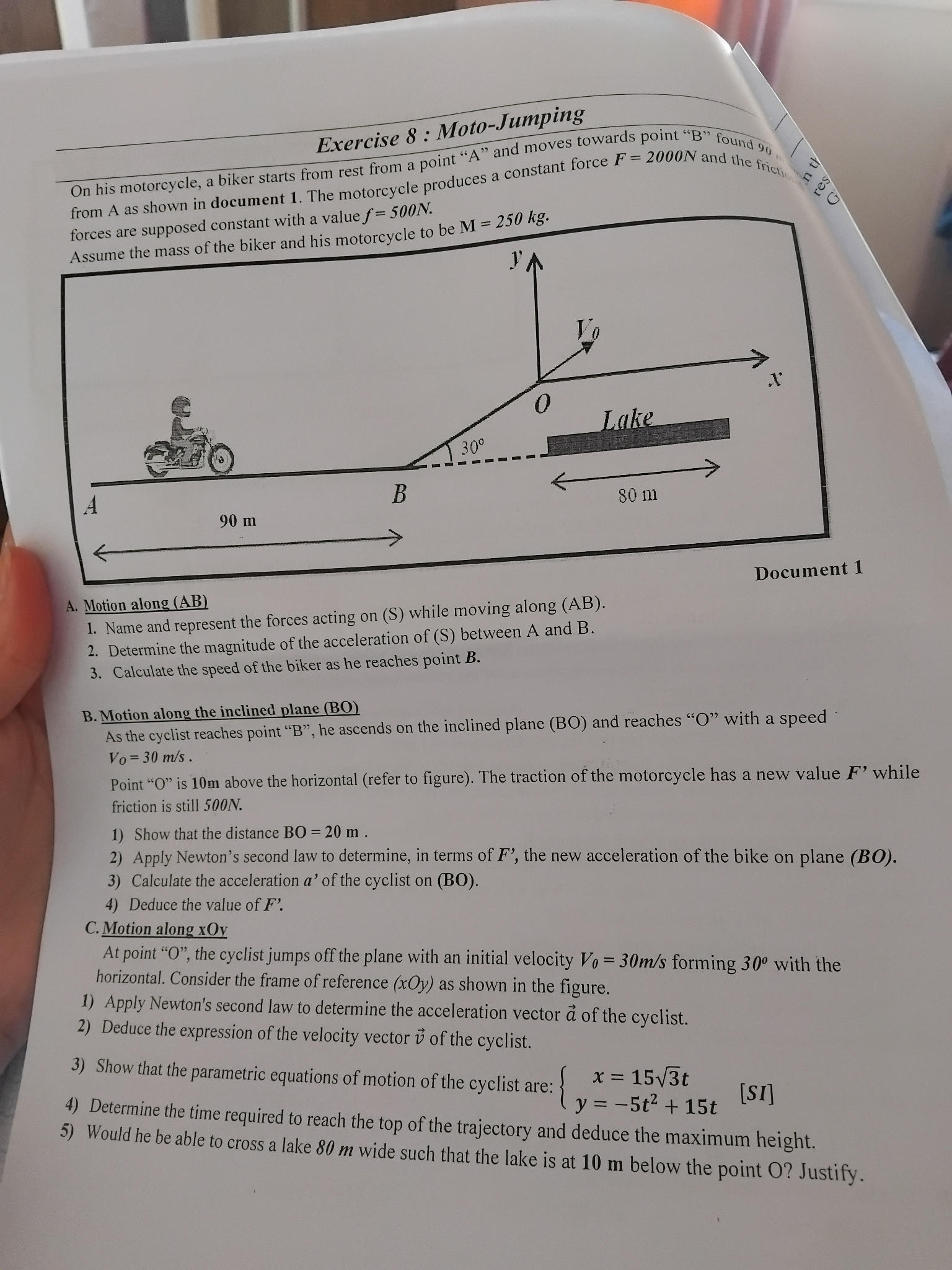 **C. Motion along xOy** At point "O", the | StudyX
