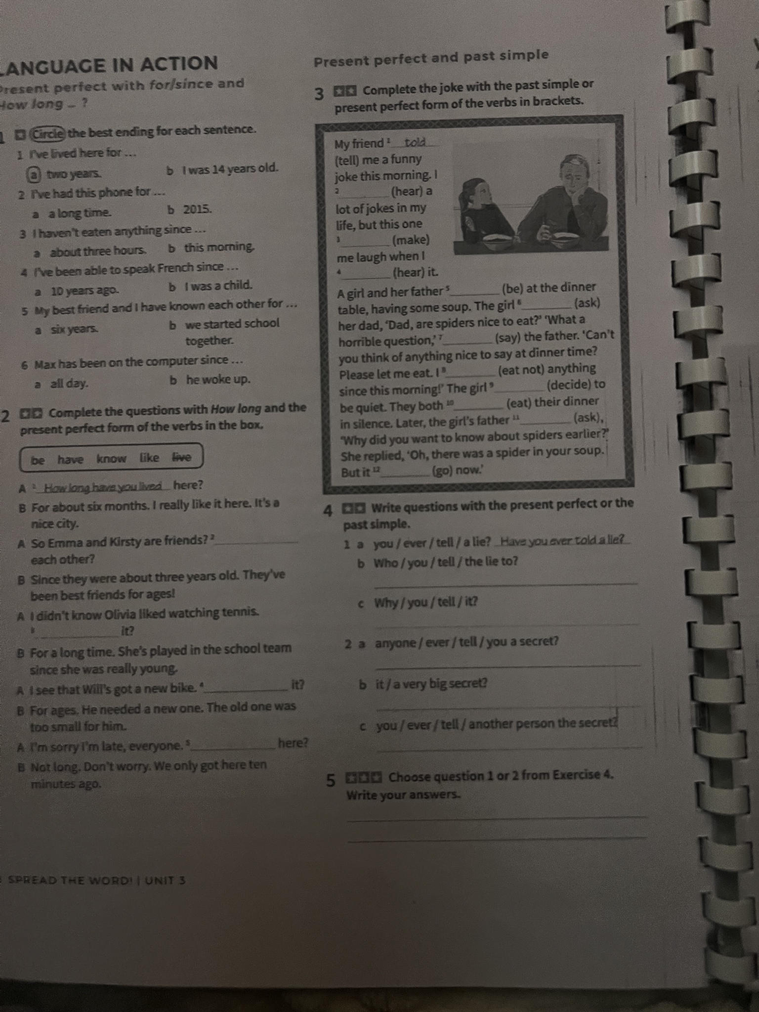 Present perfect and past simple 3 Complete | StudyX