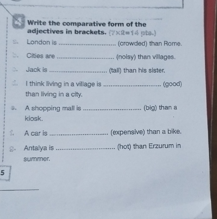 Write the comparative form of the adjectives | StudyX