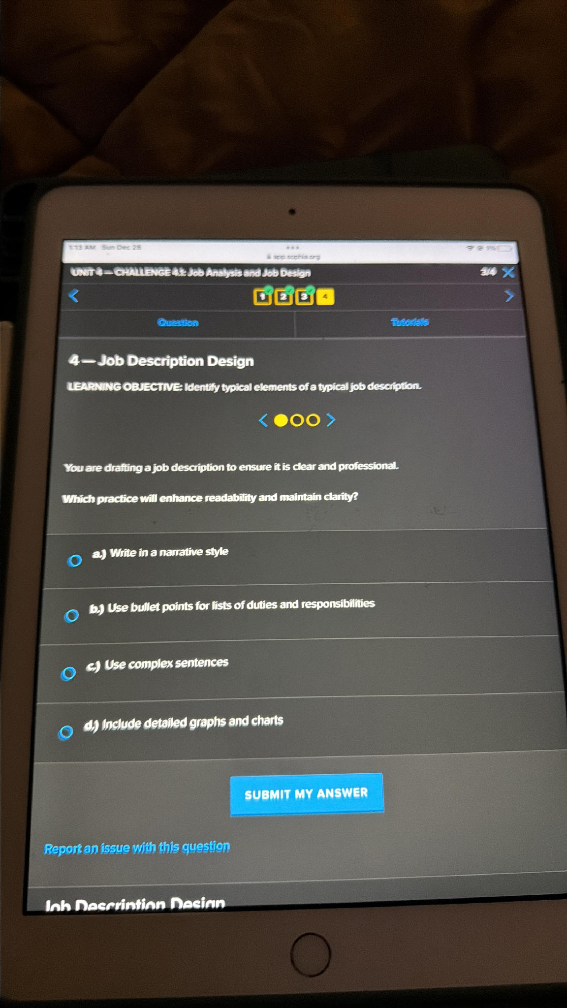 4 – Job Description Design LEARNING | StudyX