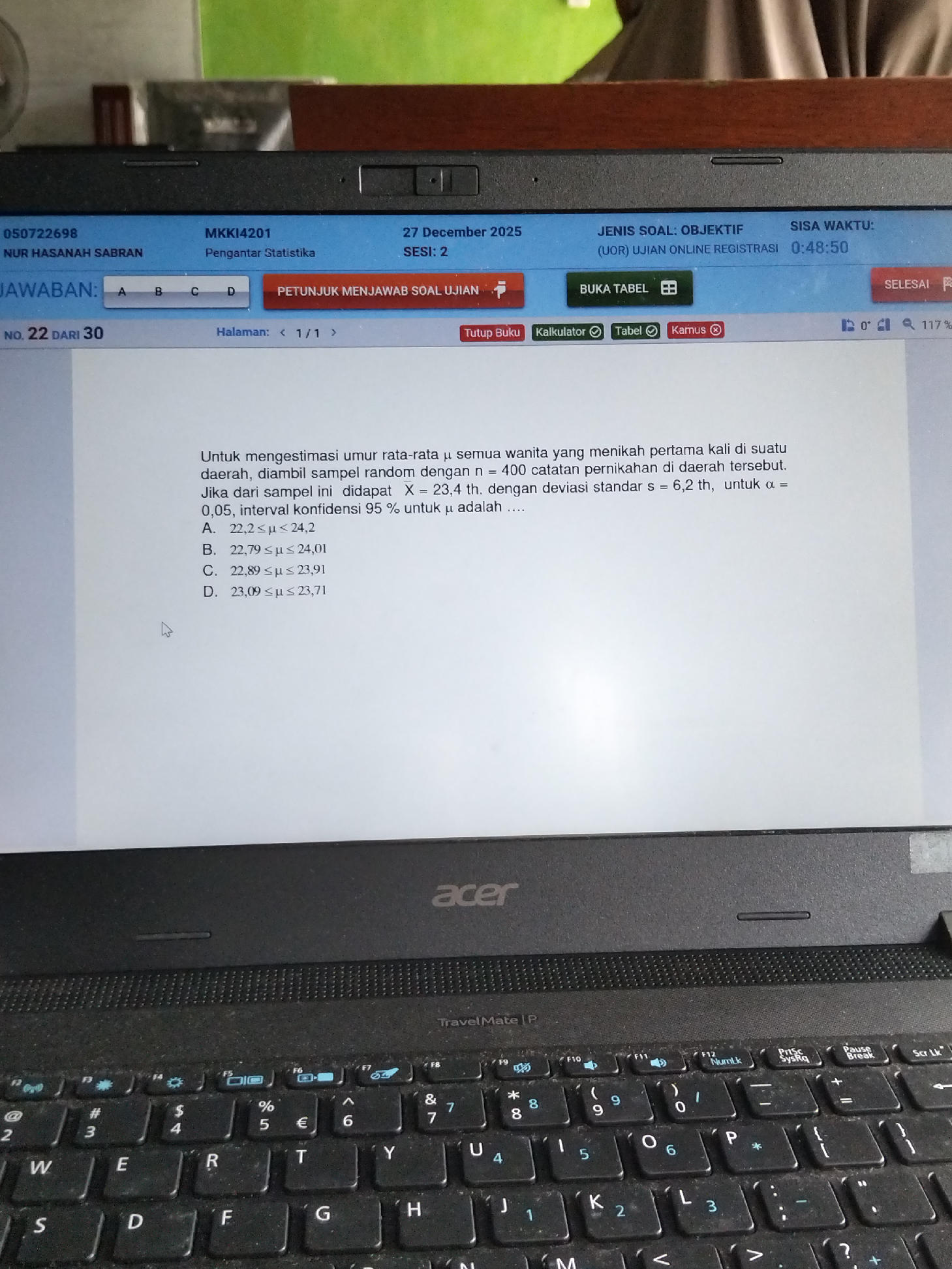Untuk mengestimasi umur rata-rata $ $ semua