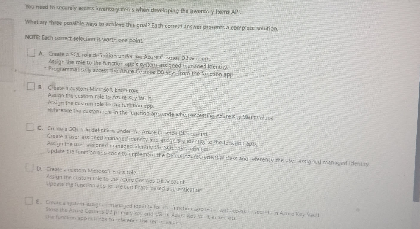 You need to securely access inventory items | StudyX