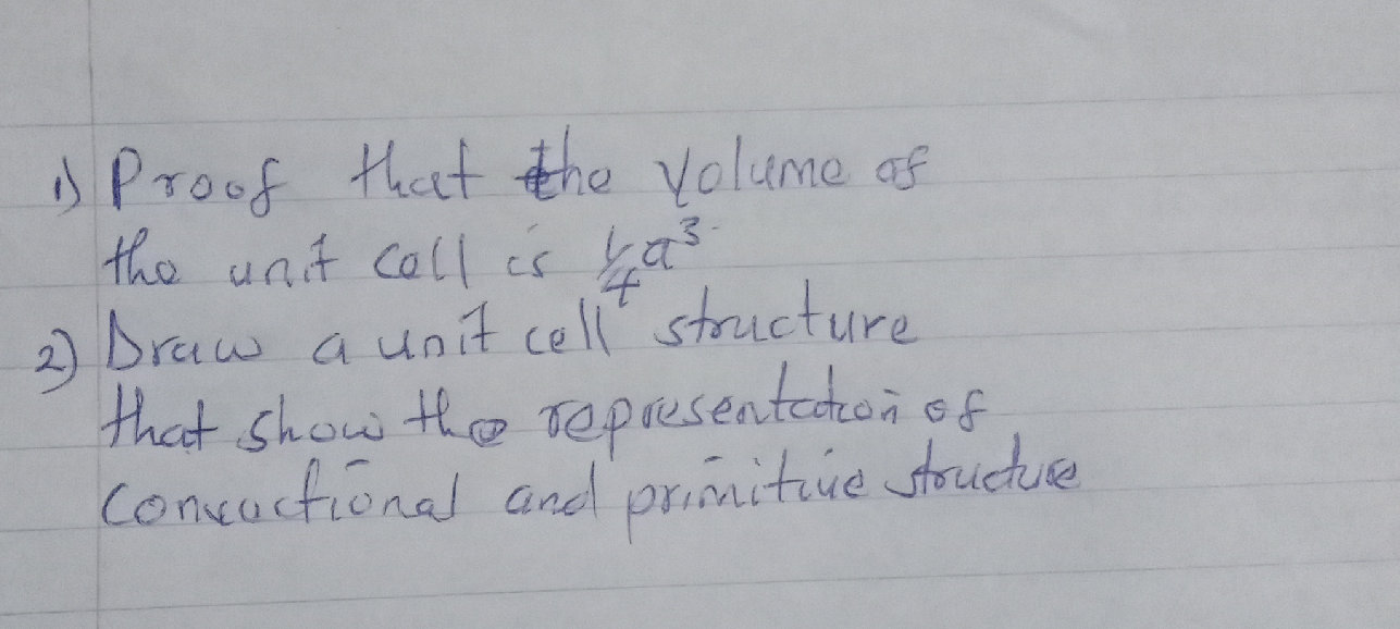 1) Proof that the volume of the unit cell is | StudyX