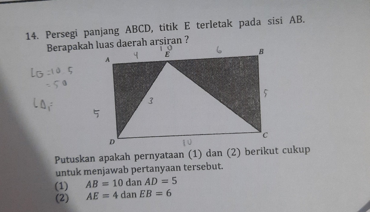 Persegi panjang ABCD, titik E terletak pada | StudyX