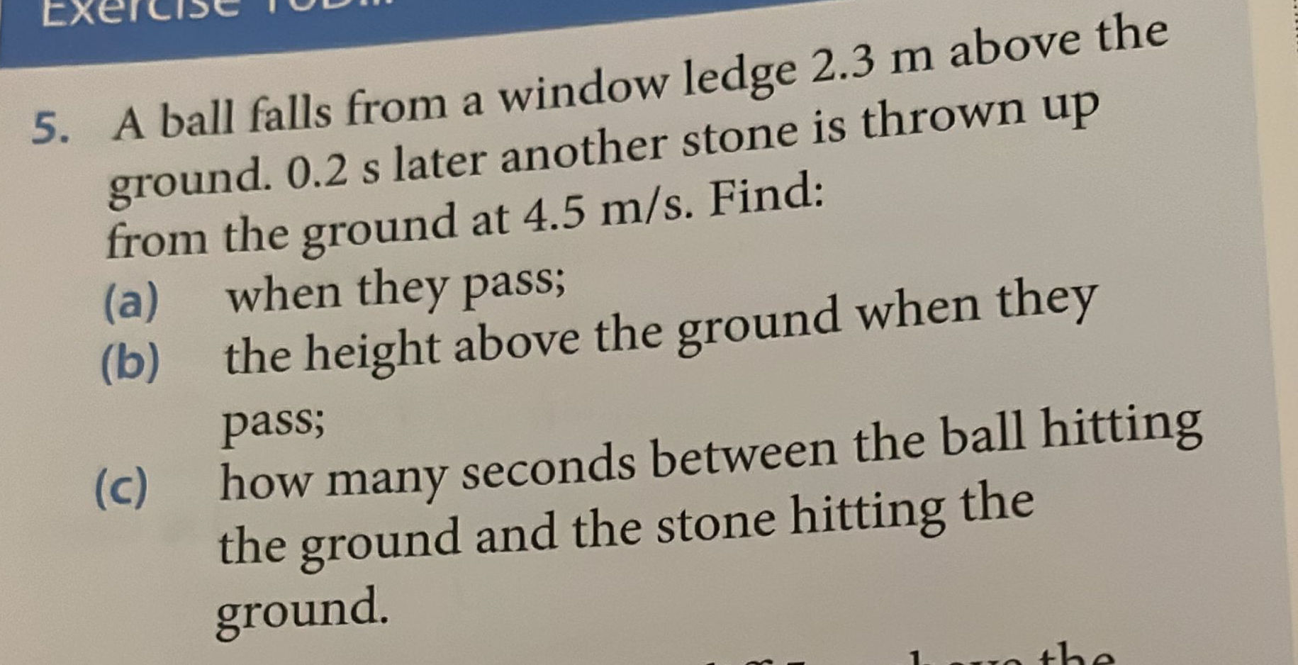 A ball falls from a window ledge 2.3 m above | StudyX