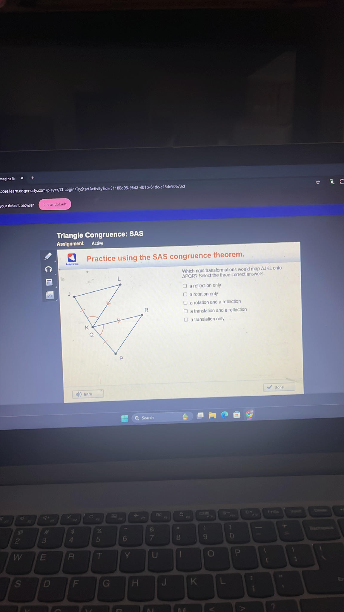 Practice using the SAS congruence theorem. | StudyX