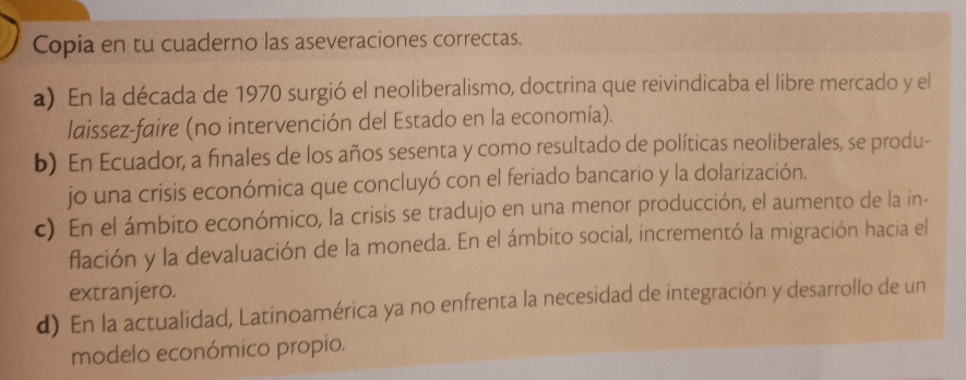 Copia en tu cuaderno las aseveraciones | StudyX