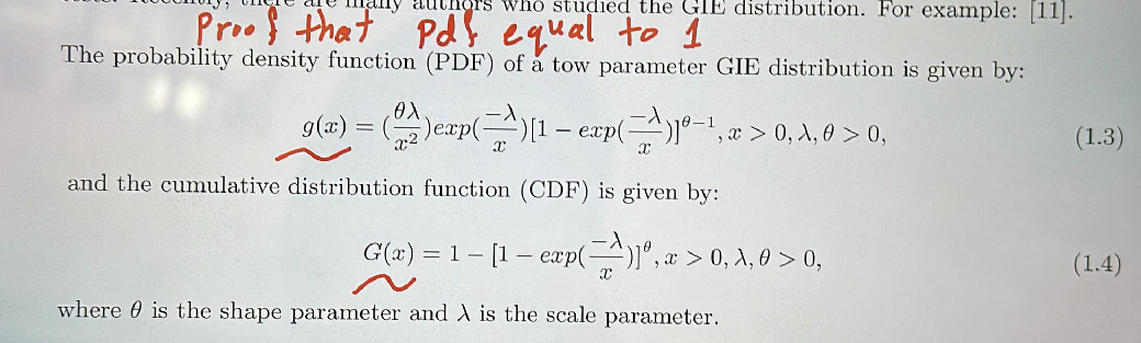 Proof that PDF equal to 1 The probability | StudyX