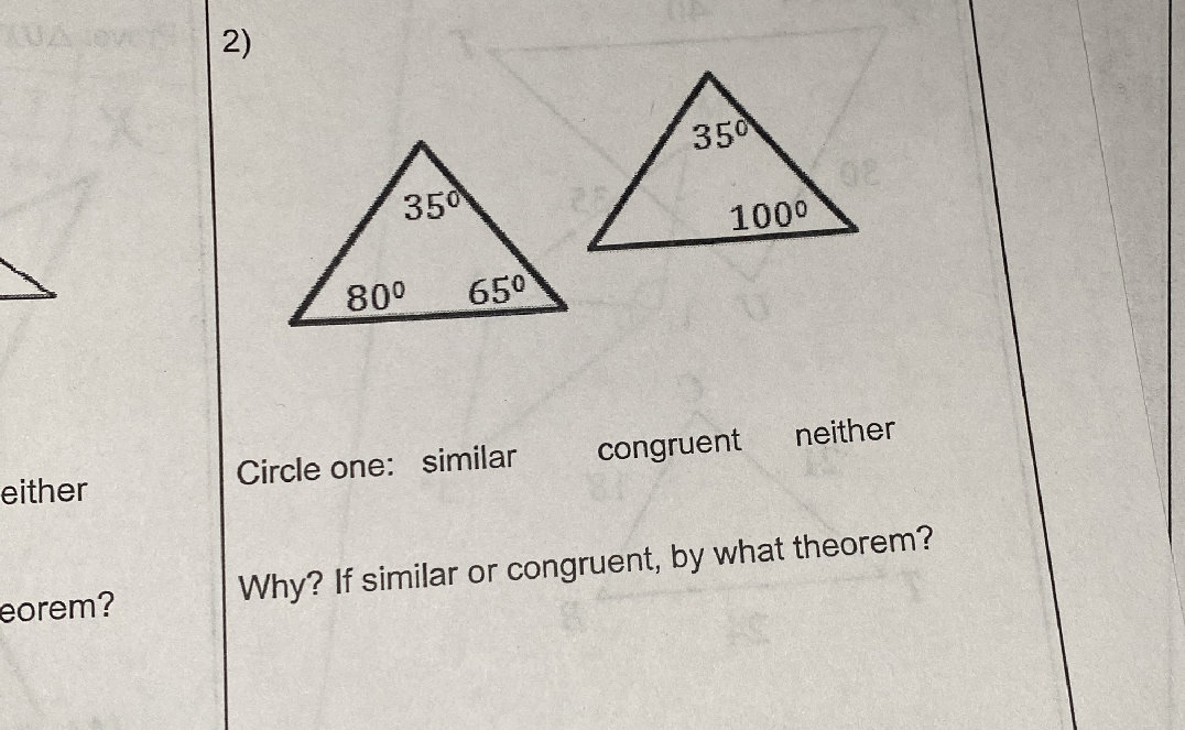 2) [Diagram showing two triangles. ] | StudyX