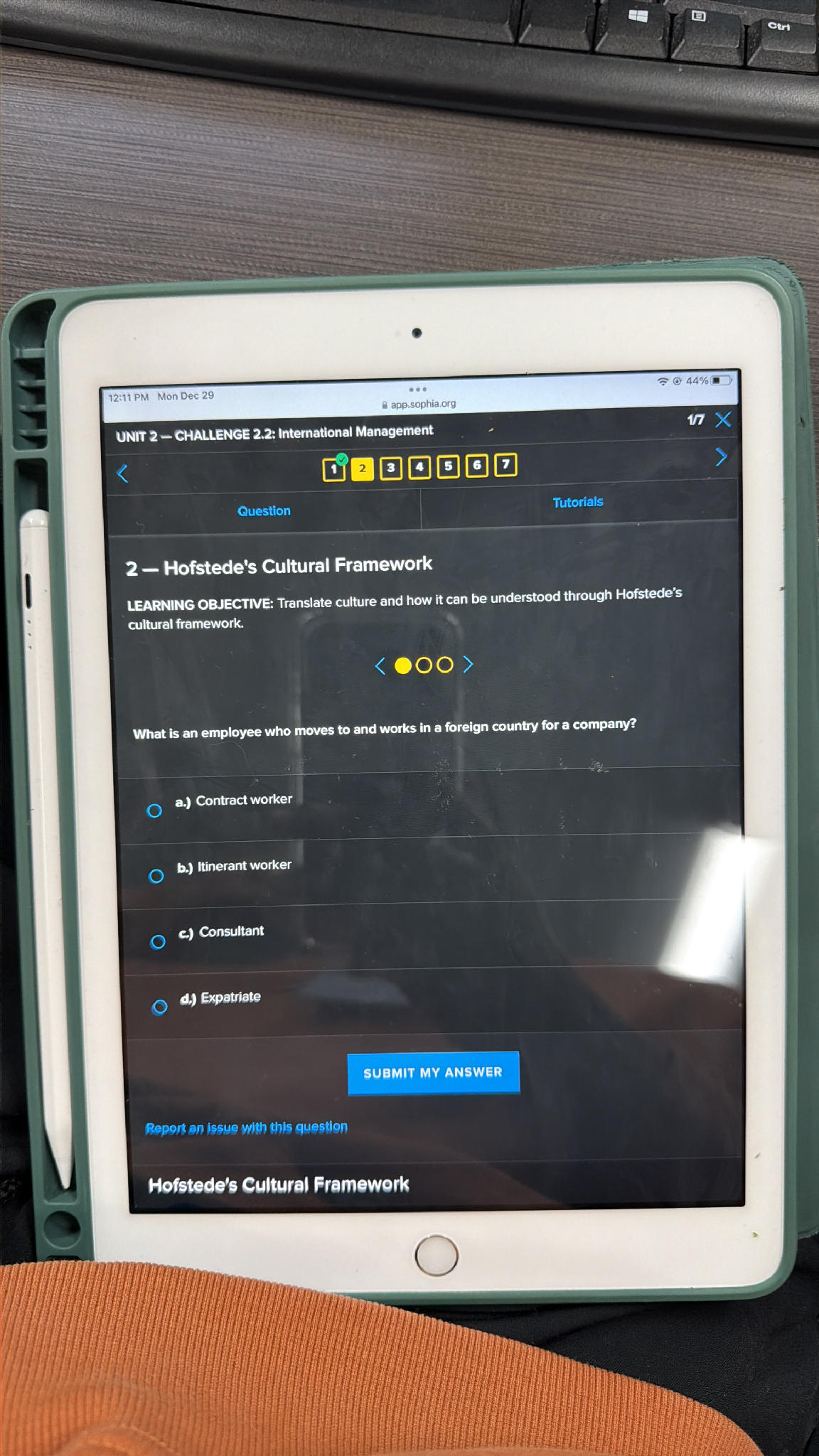 2 — Hofstede's Cultural Framework LEARNING | StudyX