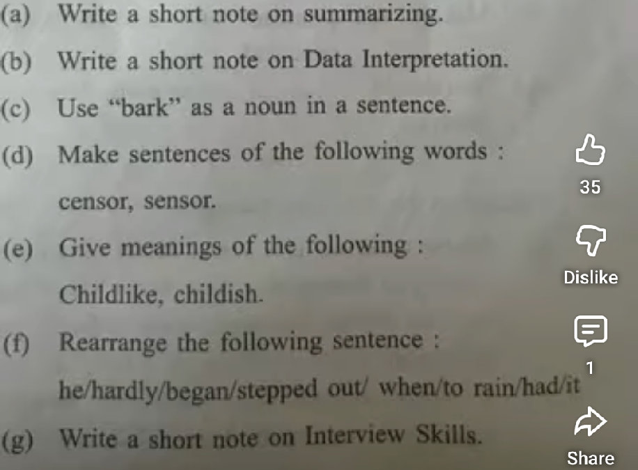 (a) Write a short note on summarizing. (b) | StudyX