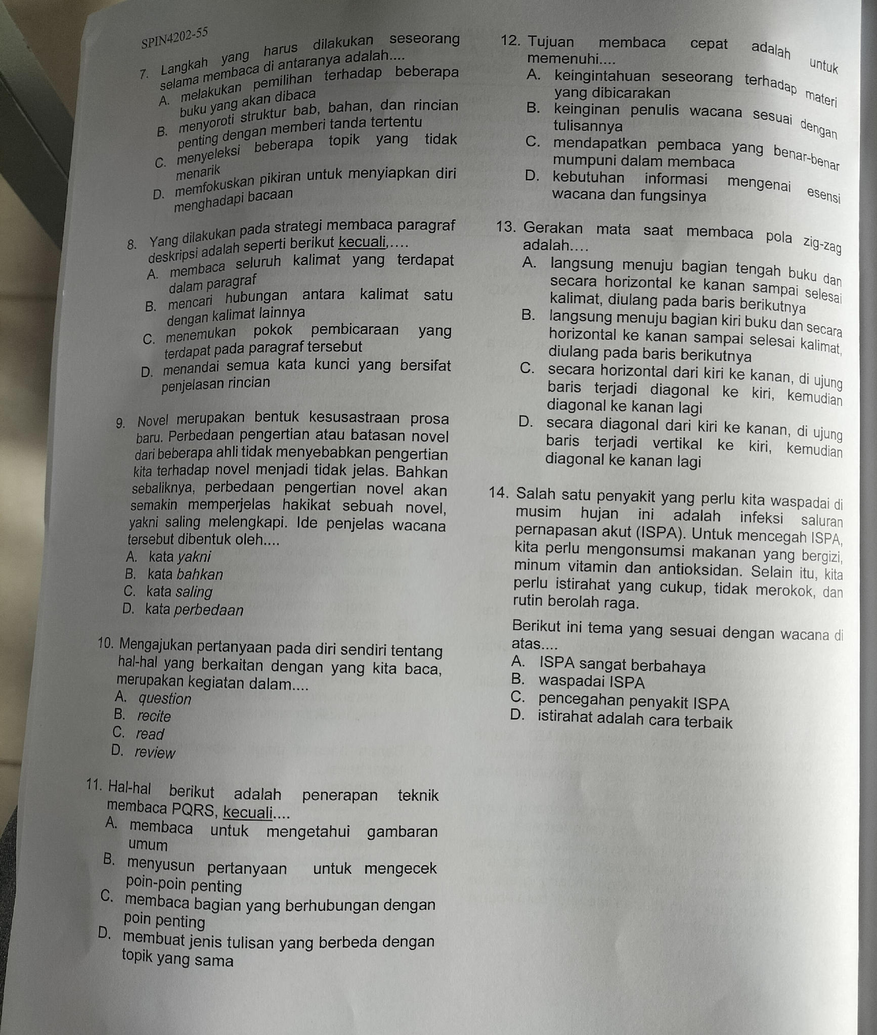 Gerakan mata saat membaca pola zig-zag | StudyX
