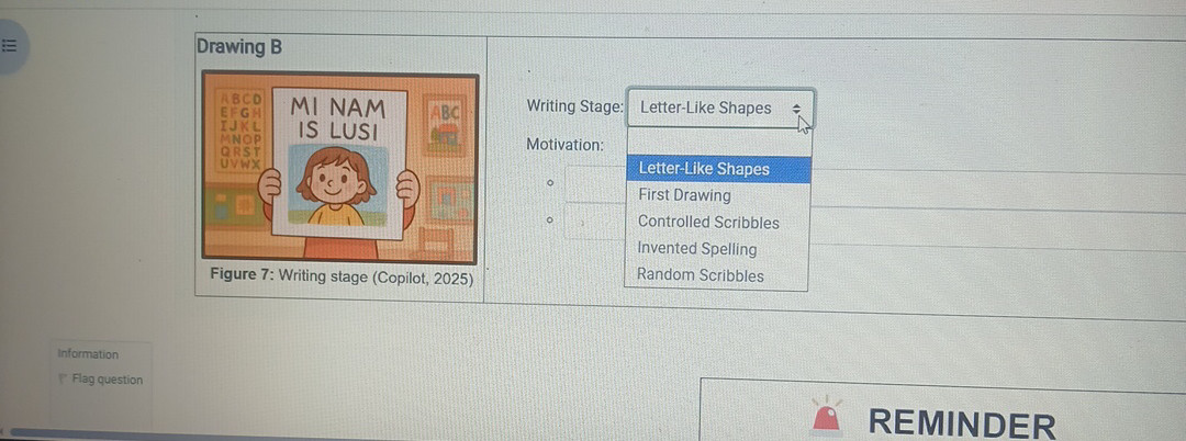 Drawing B Figure 7 shows a child's writing | StudyX