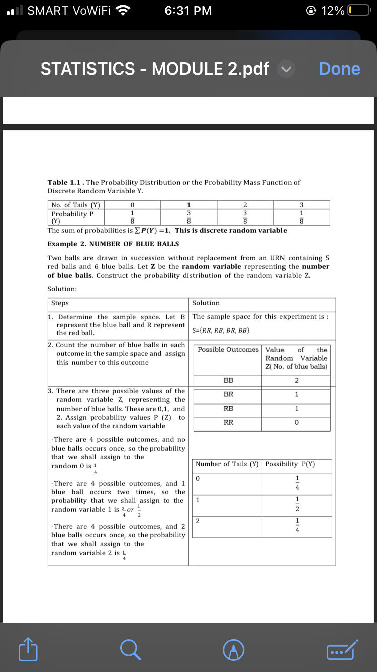 Example 2. NUMBER OF BLUE BALLS Two balls | StudyX