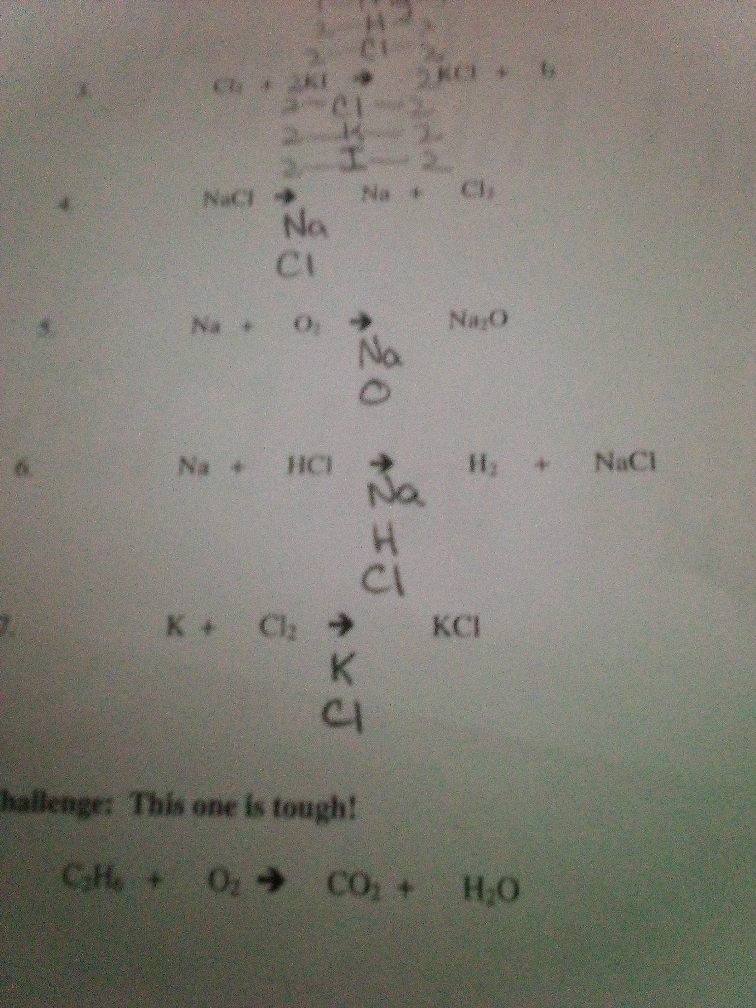$NaCl Na + Cl_2$ (There is also | StudyX