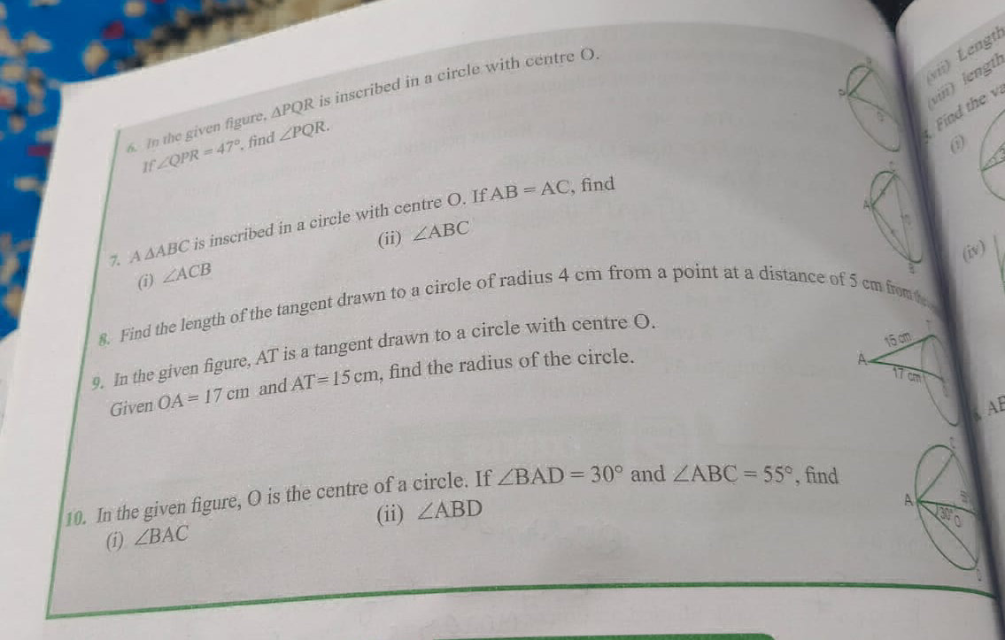 In the given figure, $ PQR$ is inscribed in | StudyX