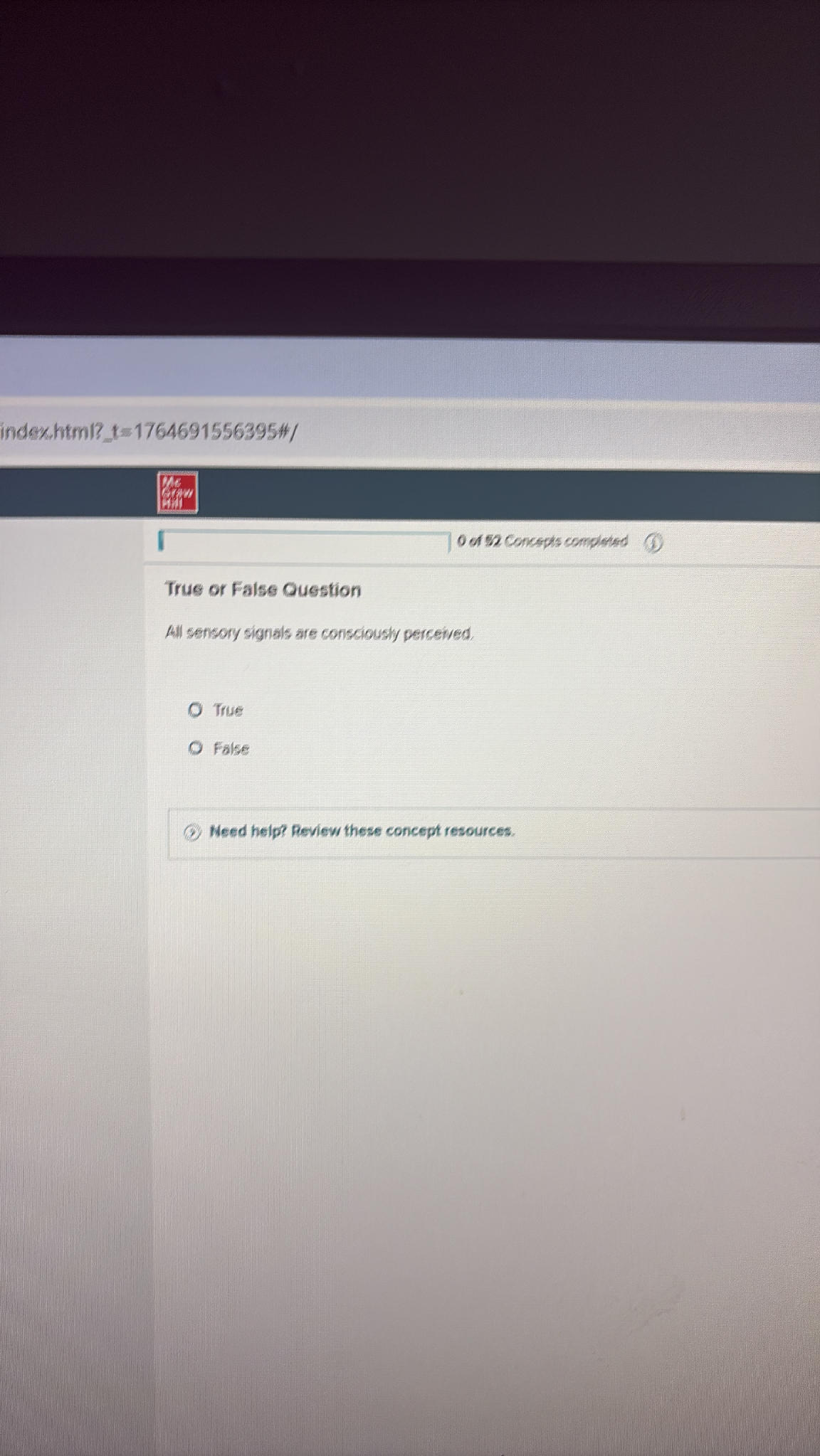 True or False Question All sensory signals | StudyX
