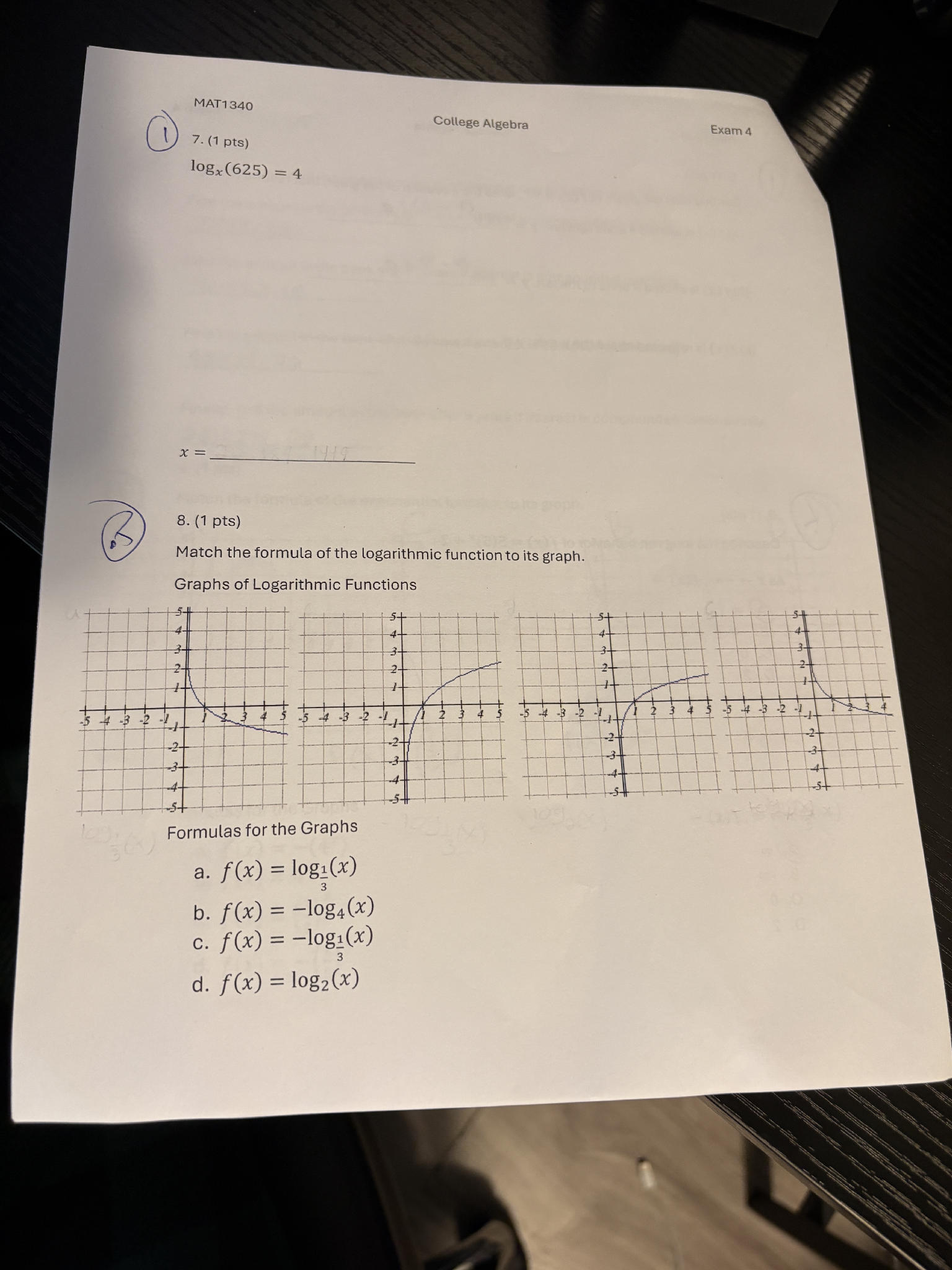 8. (1 pts) Match the formula of the | StudyX