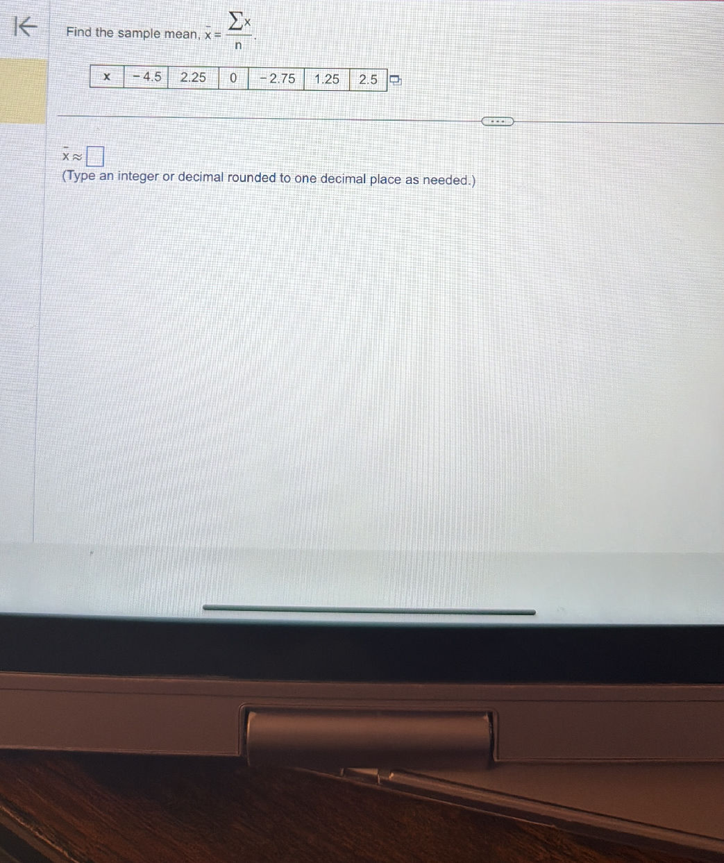 Find the sample mean, $ {x} = { x}{n}$ | | StudyX