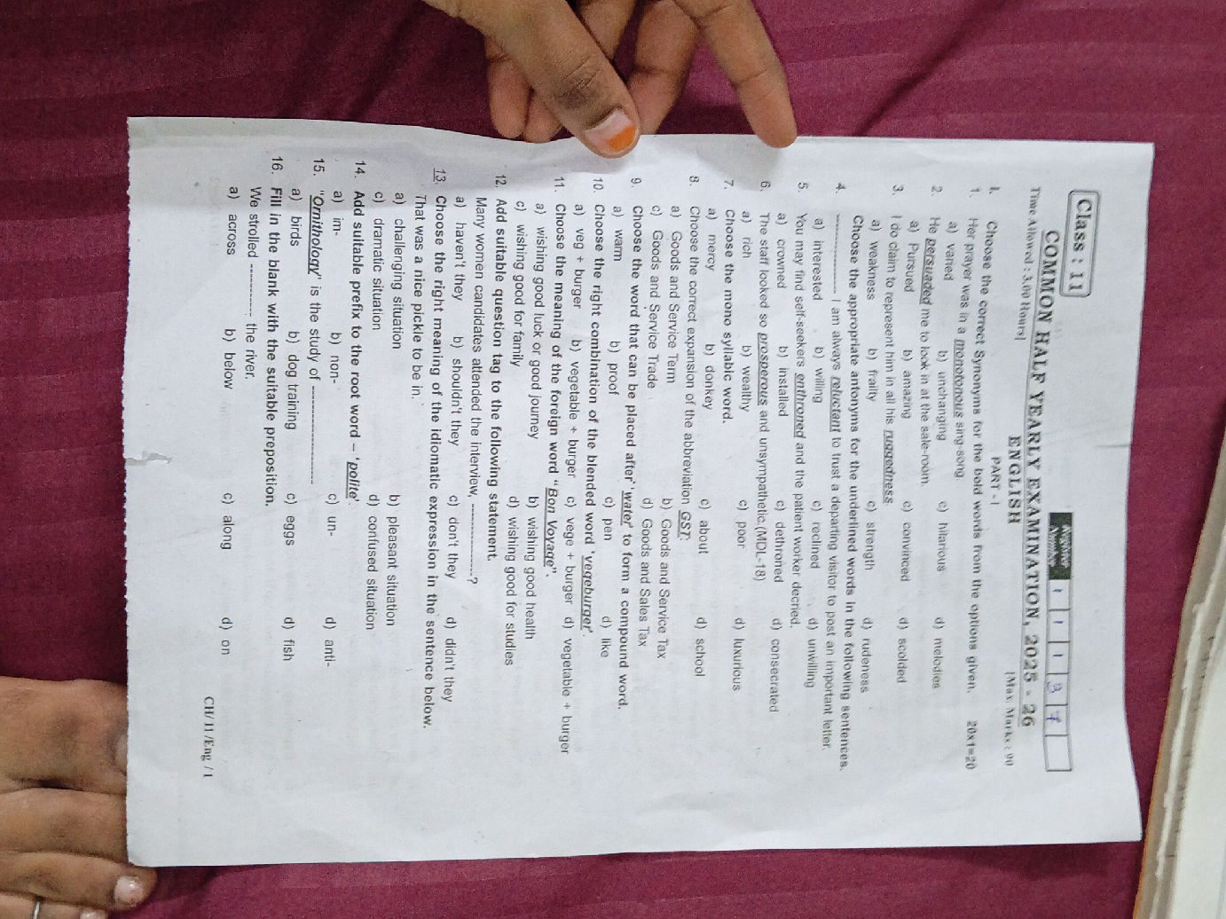 1. Choose the correct Synonyms for the bold | StudyX