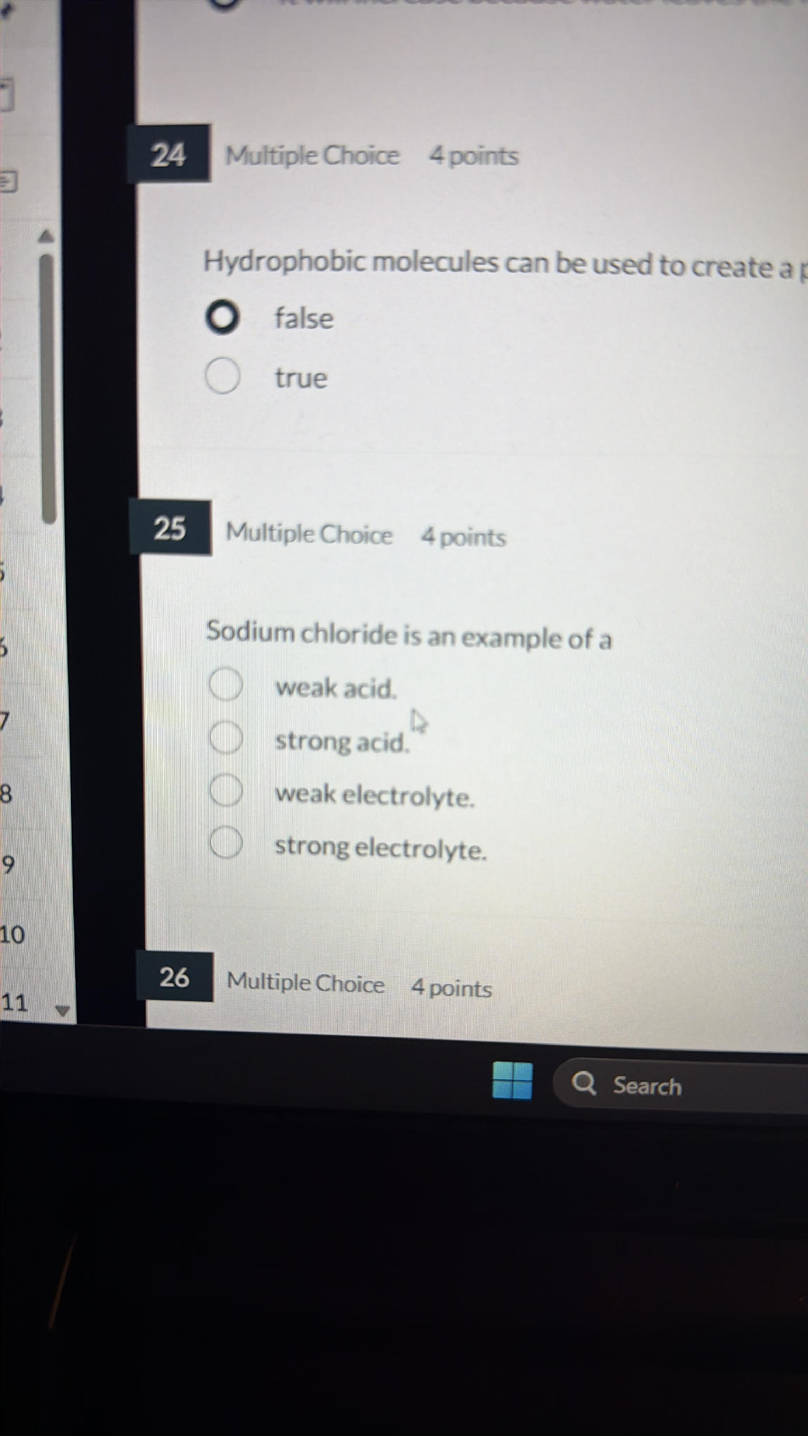 Sodium chloride is an example of a weak | StudyX