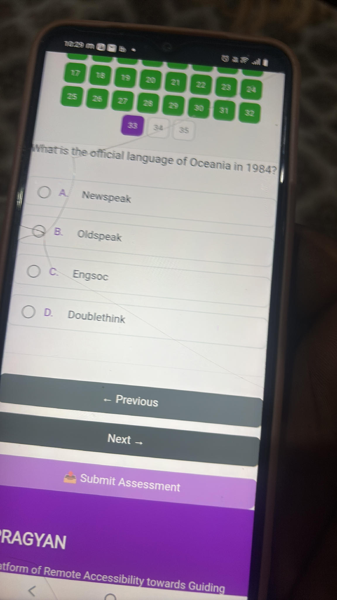 What is the official language of Oceania in | StudyX