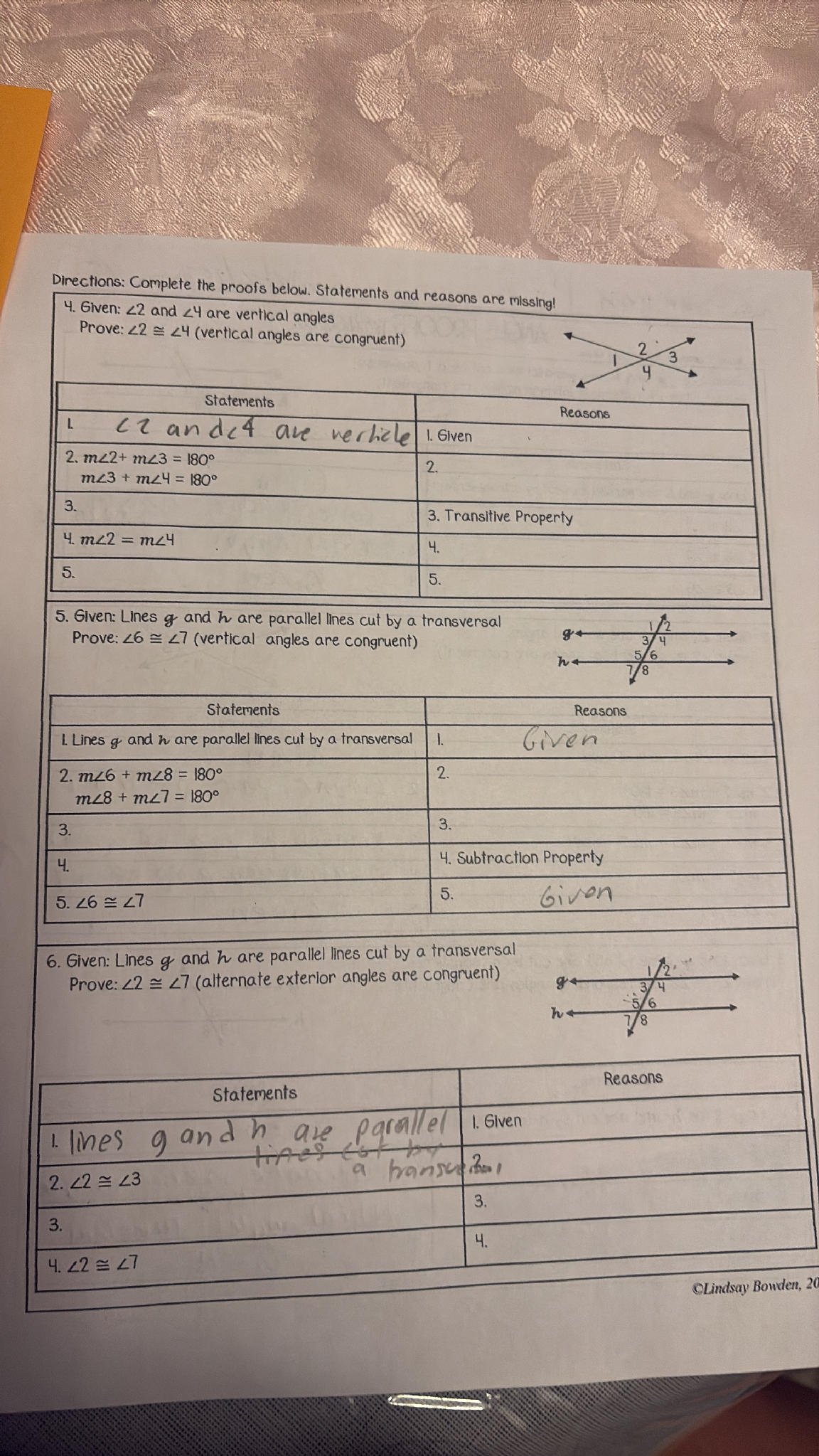 Directions: Complete the proofs below. | StudyX