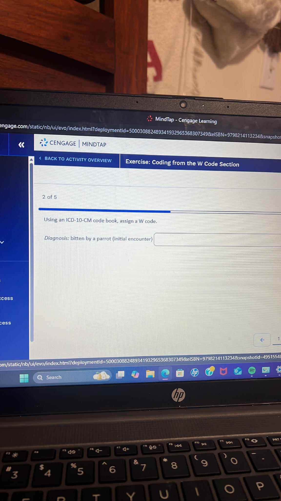 Using an ICD-10-CM code book, assign a W
