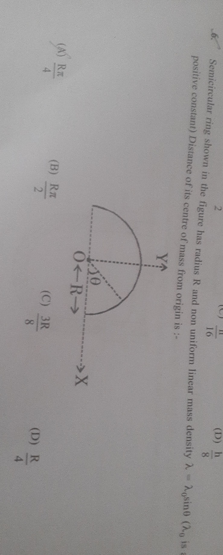 Semicircular ring shown in the figure has | StudyX