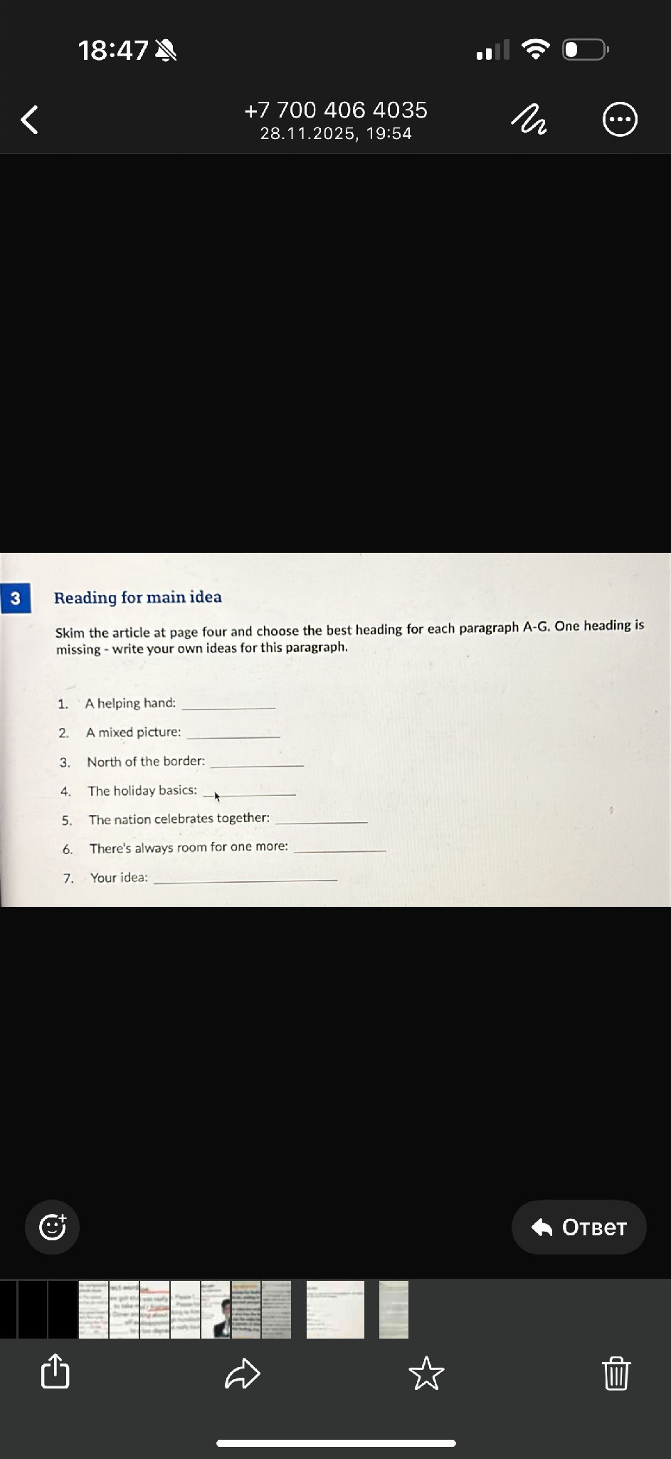 Reading for main idea Skim the article at | StudyX