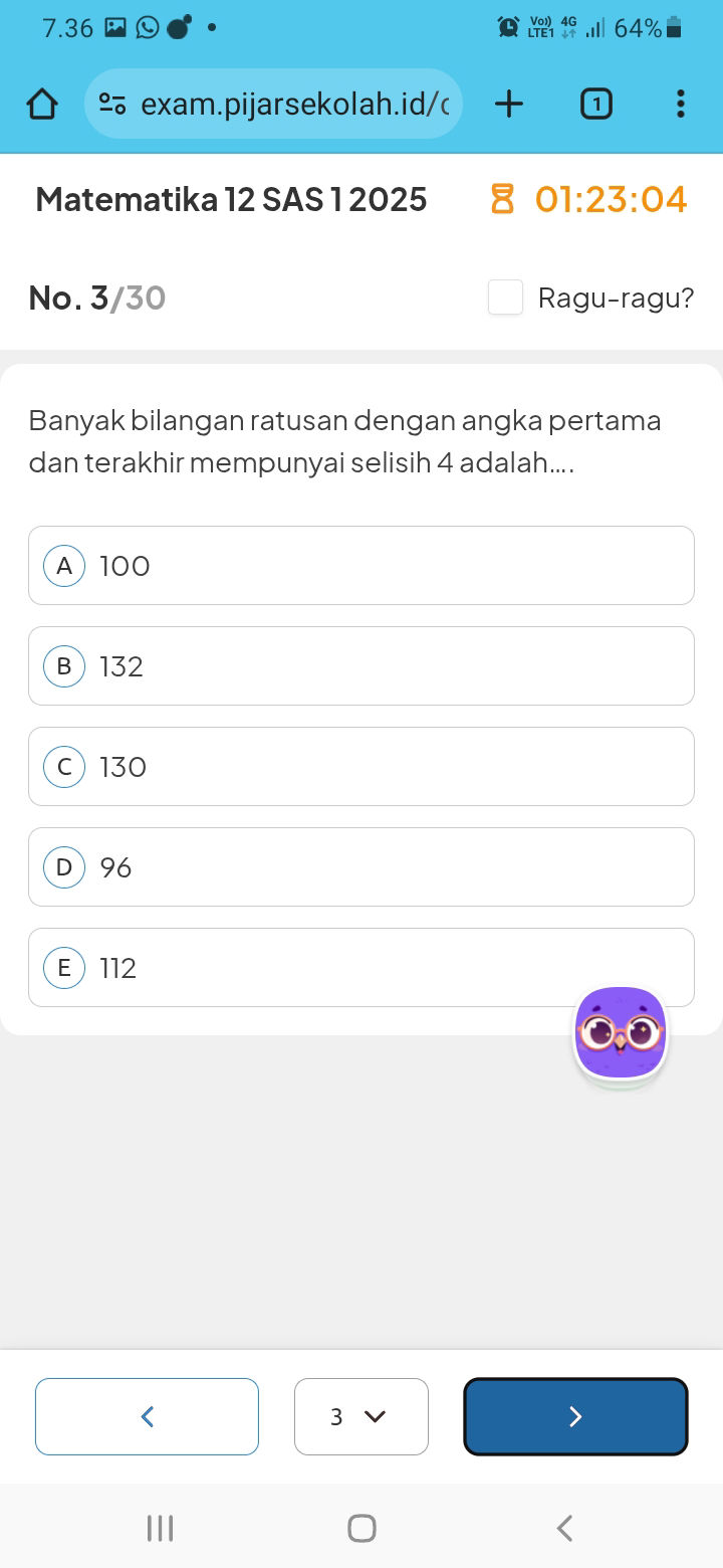 Banyak bilangan ratusan dengan angka pertama | StudyX