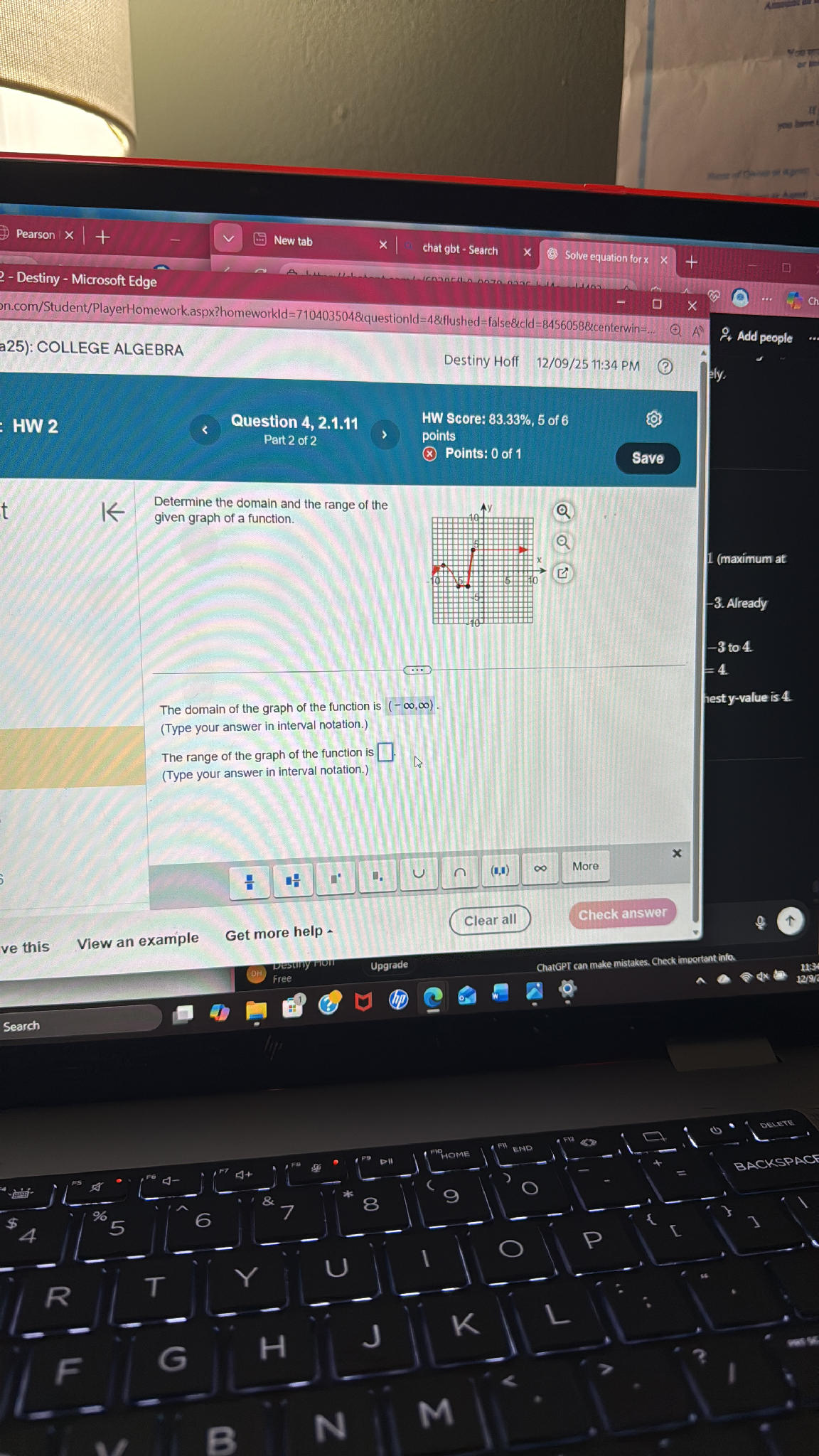 Determine the domain and the range of the | StudyX