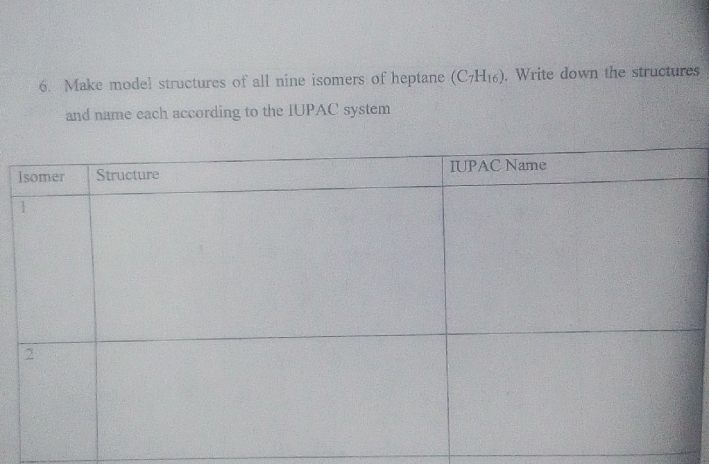 Make model structures of all nine isomers of | StudyX