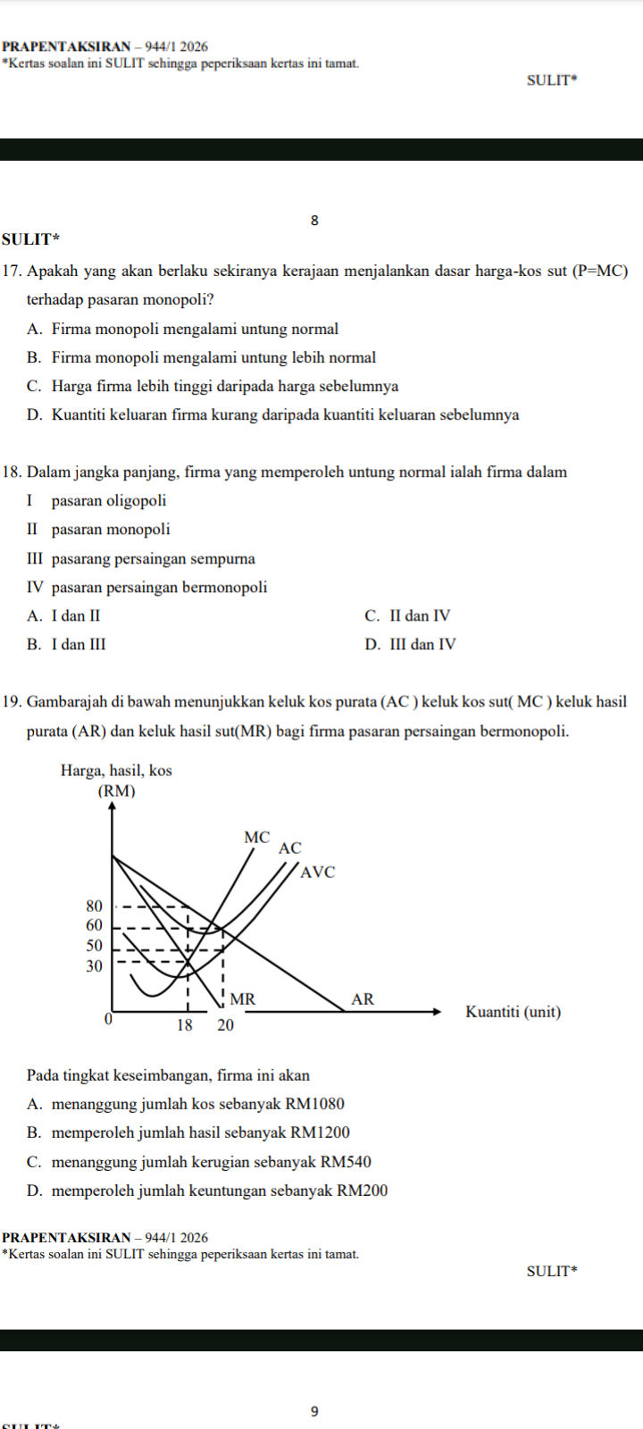 Gambarajah di bawah menunjukkan keluk kos | StudyX